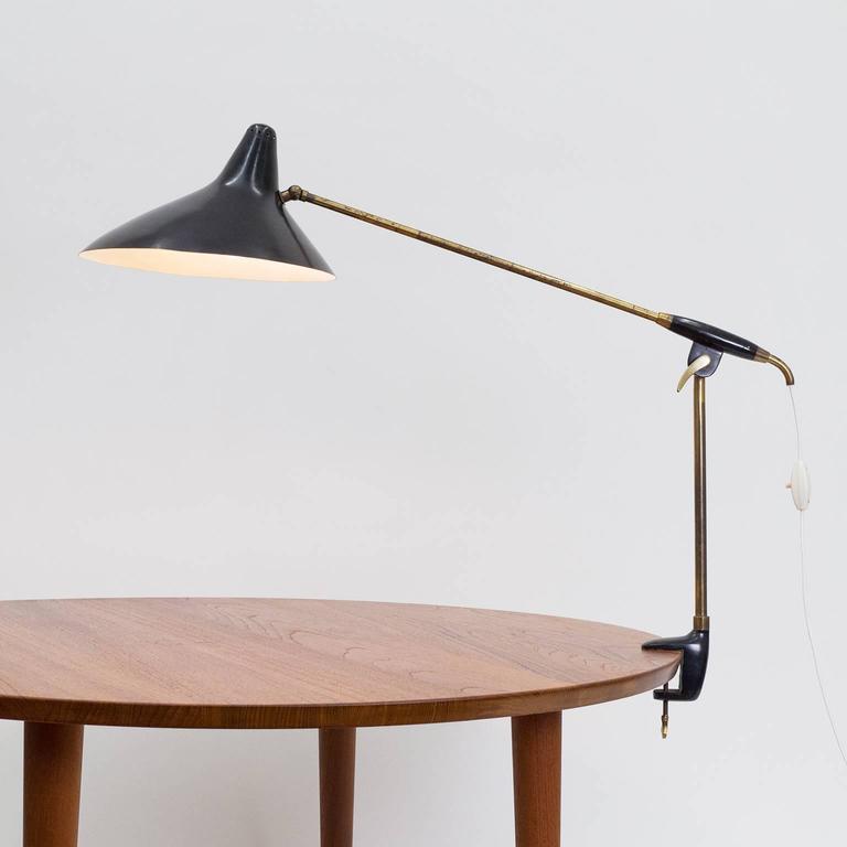 Brass and Lacquered Clamp Lamp, 1950s at 1stDibs | brass clamp lamp