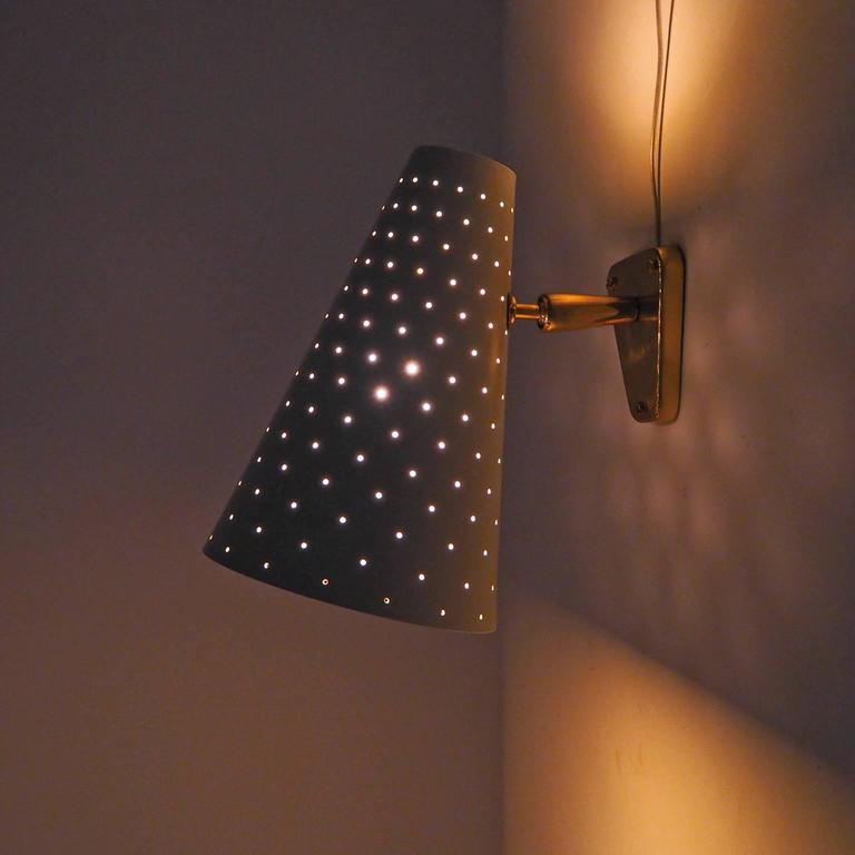 Superb Pair of French Perforated Cone Sconces, 1950s at 1stDibs