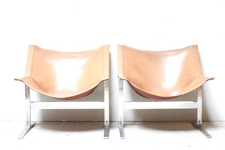 Leather Sling Chairs by Clement Meadmore at 1stDibs