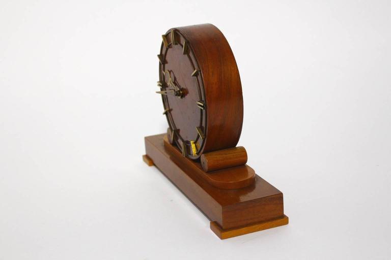 Mid-Century Modern Walnut Fireplace Vintage Clock 1948 Austria at 1stDibs