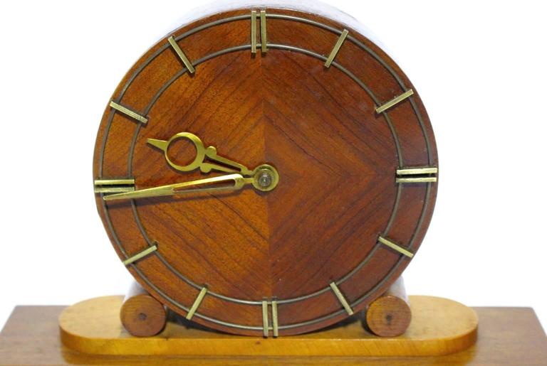 Mid-Century Modern Walnut Fireplace Vintage Clock 1948 Austria at 1stDibs