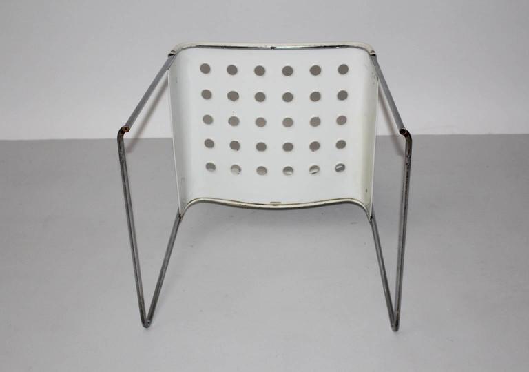 Space Age Vintage White Metal Chair or Side Chair by Rodney Kinsman ...