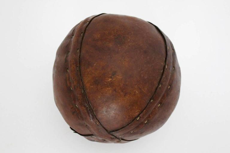 Art Deco Era Vintage Brown Stitched Leather Ball, 1920s For Sale at 1stDibs