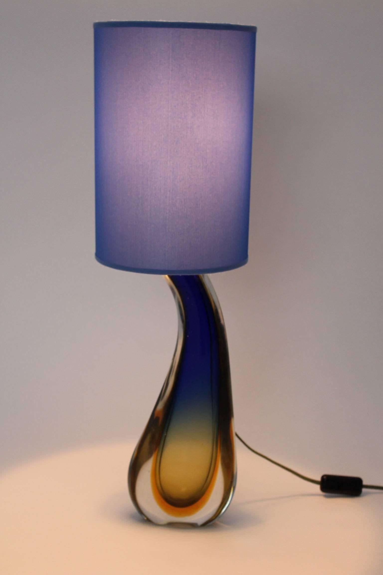 Mid Century Modern Blue Glass Vintage Table Lamp by Flavio Poli, 1950s ...