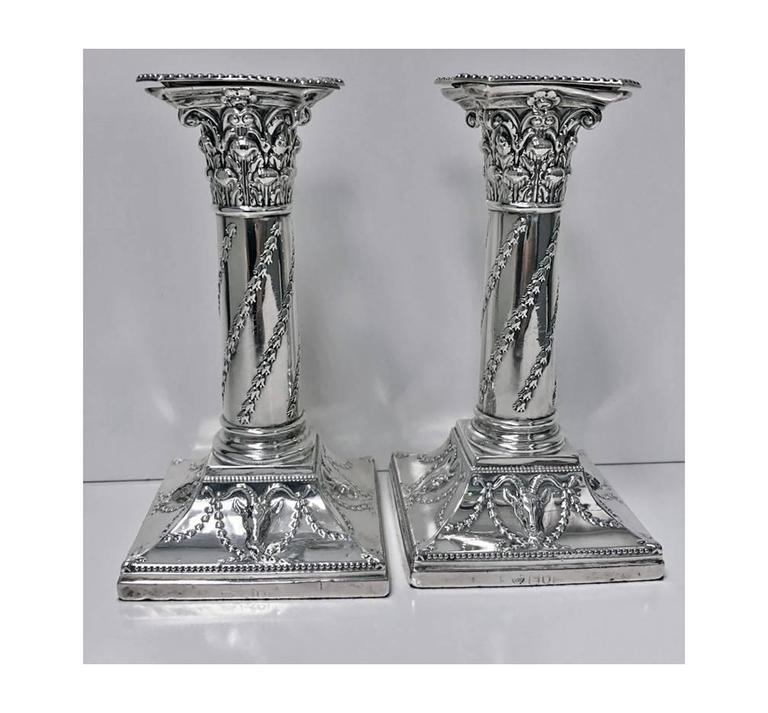 Antique Sterling Silver Candlesticks, London, 1903, William Hutton at ...