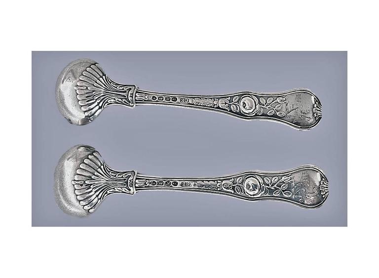 Georgian Rose Pattern Salt Spoons, London 1825, Charles Eley at 1stDibs