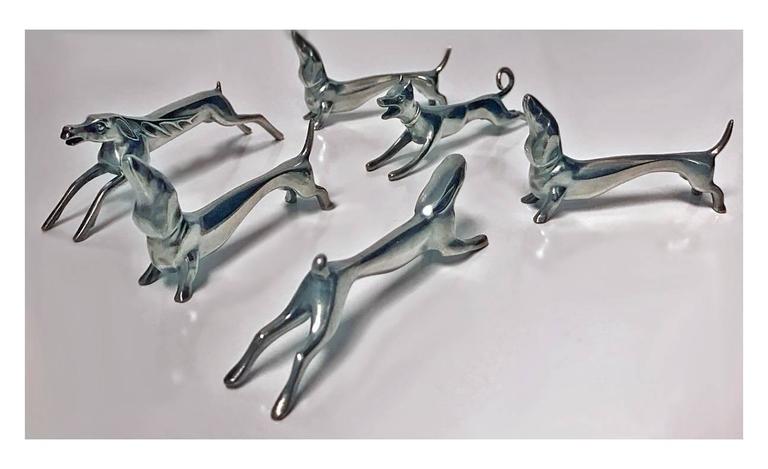 Set of six WMF Knife Rests, Germany, circa 1906, Hunting Theme at 1stDibs