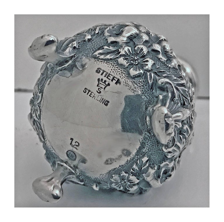 Pair of Stieff Sterling Silver Rose Repousee Casters, 1915 at 1stDibs