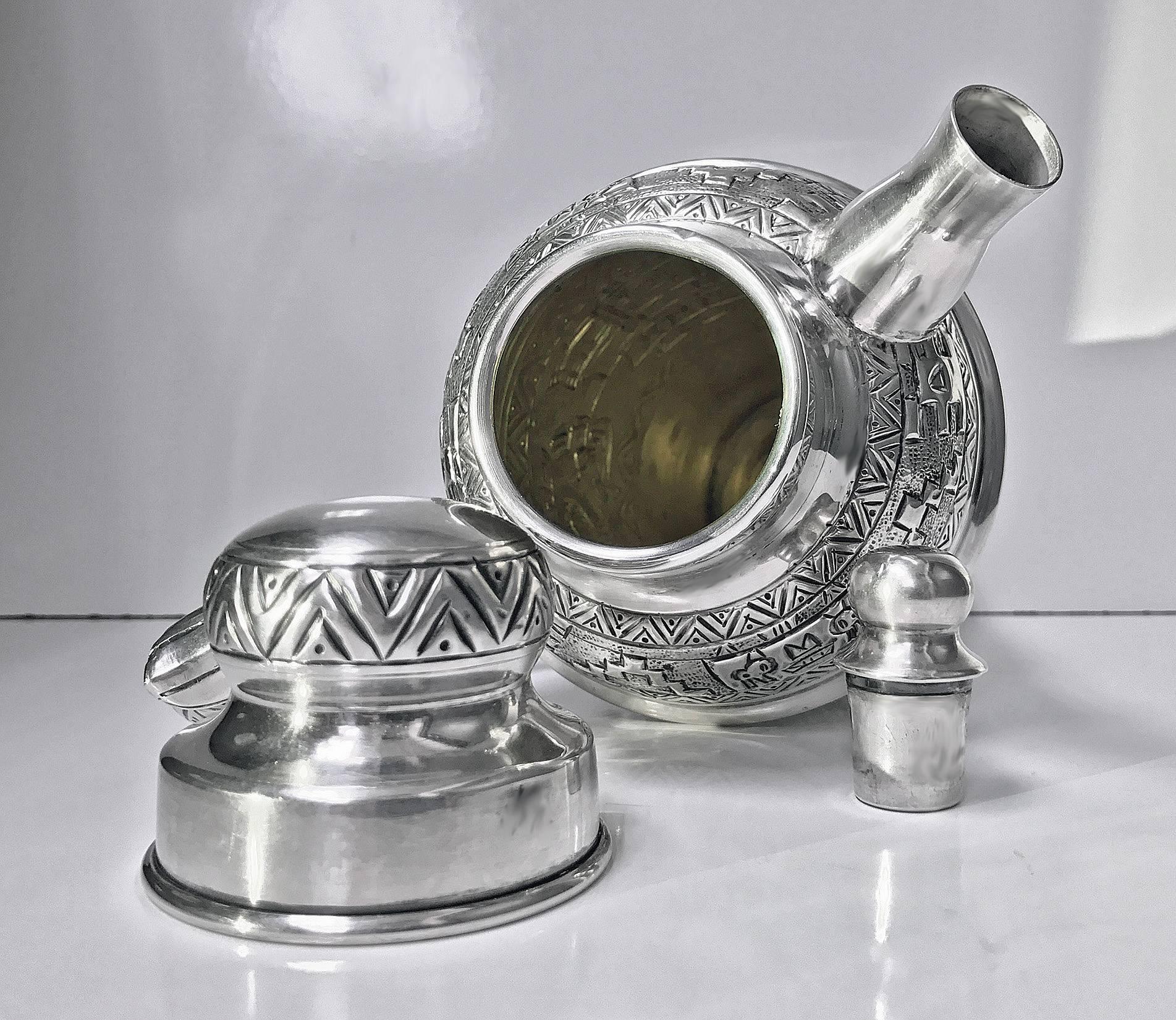 Silver Cocktail Shaker, Aztec Design, South American, circa 1930 at 1stDibs