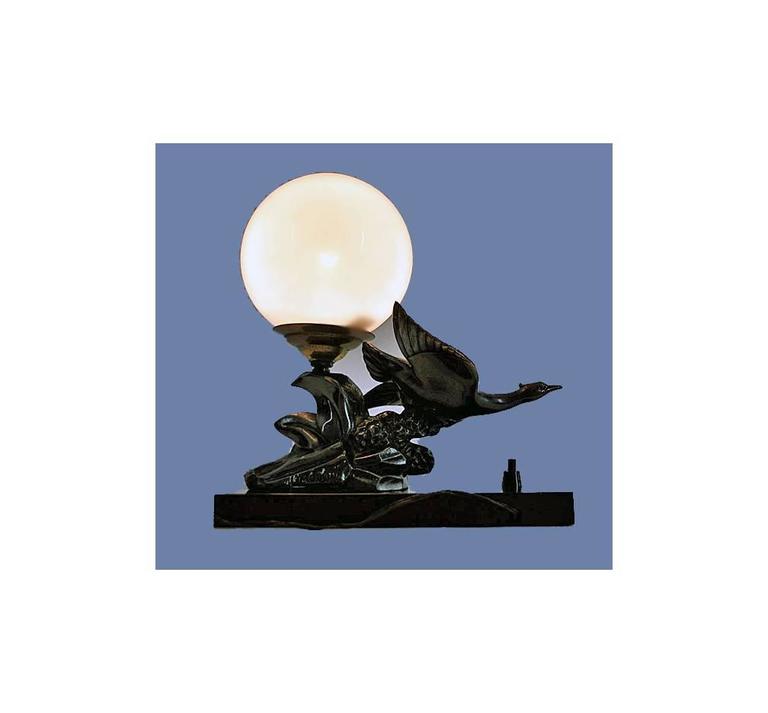 Art Deco Heron Lamp, France, circa1930, Signed Limousin at 1stDibs ...