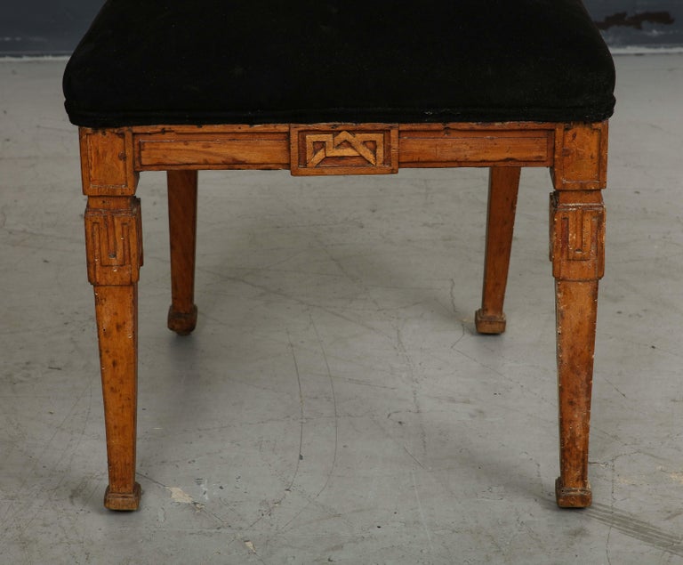 French Neoclassical Style Carved Oak Side Chair with Black Suede Seat ...