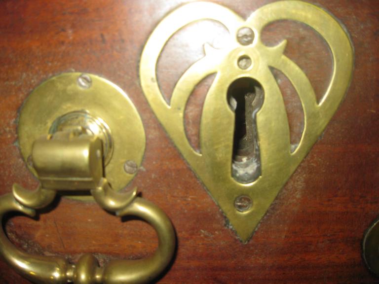 18th century Georgian Decorative Mahogany and Brass Door Lock in Heart ...