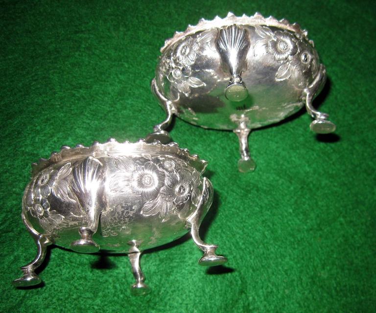 19th Century English Sterling Silver Salts, Pair at 1stDibs