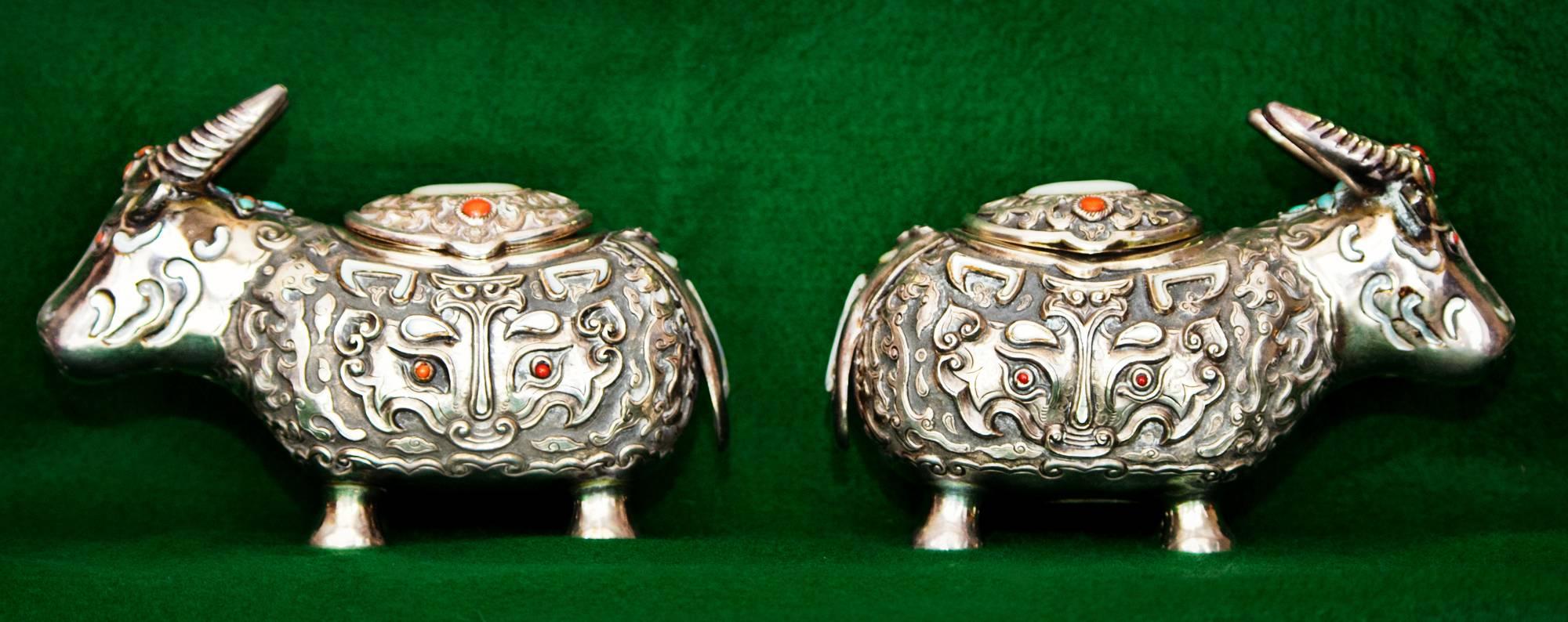 19th Century Chinese Silver Oxen Boxes at 1stDibs