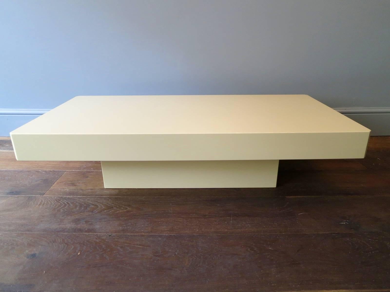 French Cream Lacquered Low Table at 1stDibs | cream lacquer coffee table