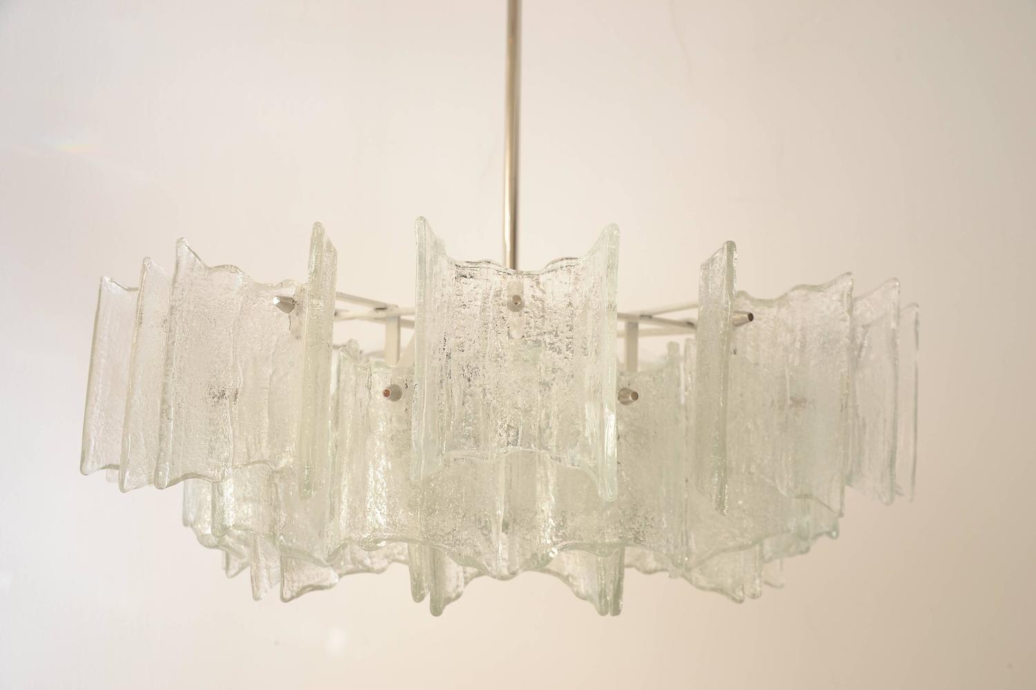 Big Kalmar Frosted Glass Chandelier, Austria, 1960s For Sale at 1stdibs