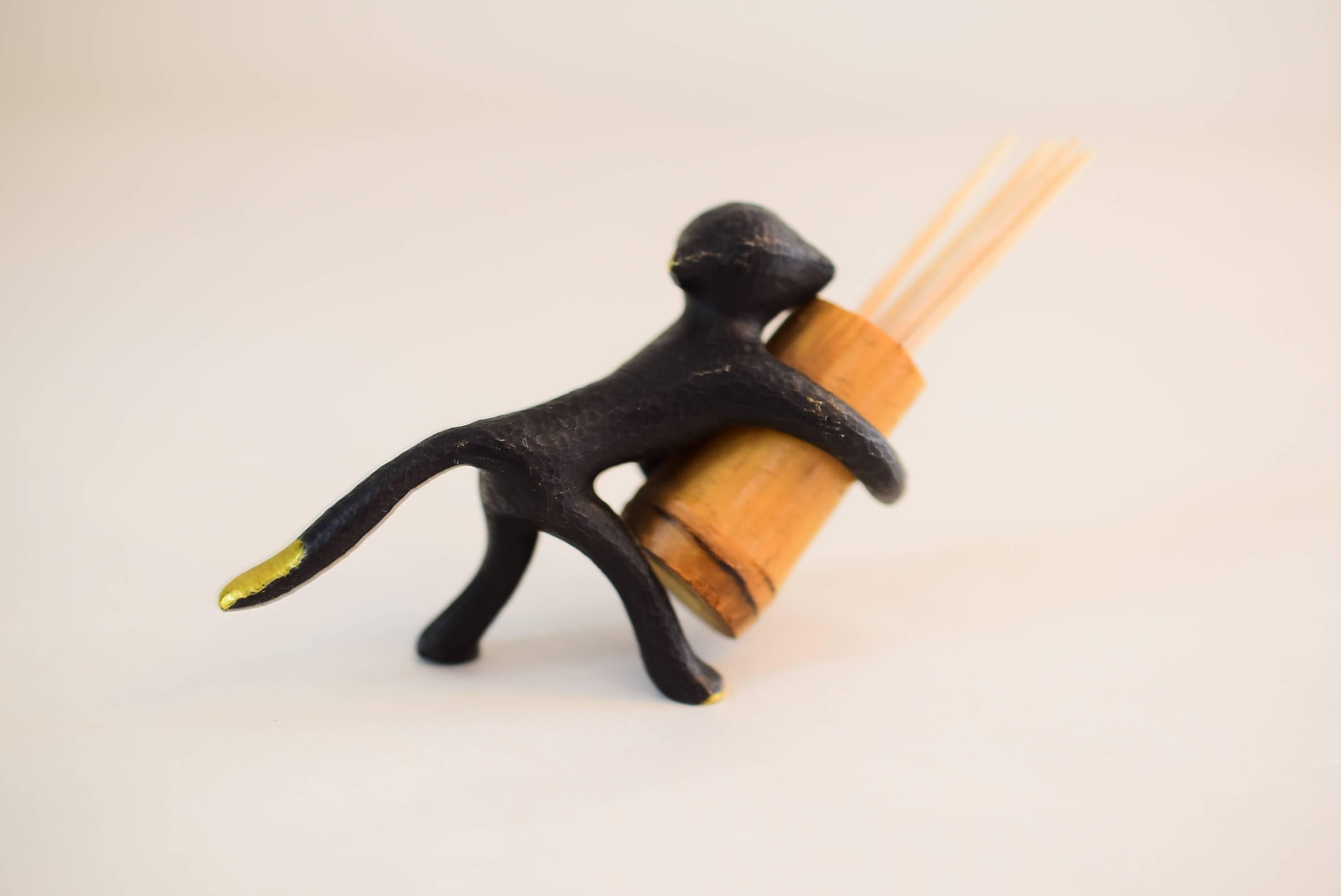 Austrian Toothpick Holder, Displaying a Monkey. Design by Walter Bosse ...
