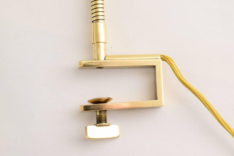 Flexible Clamp Brass Table Lamp with Green Shade, circa 1950s For Sale ...