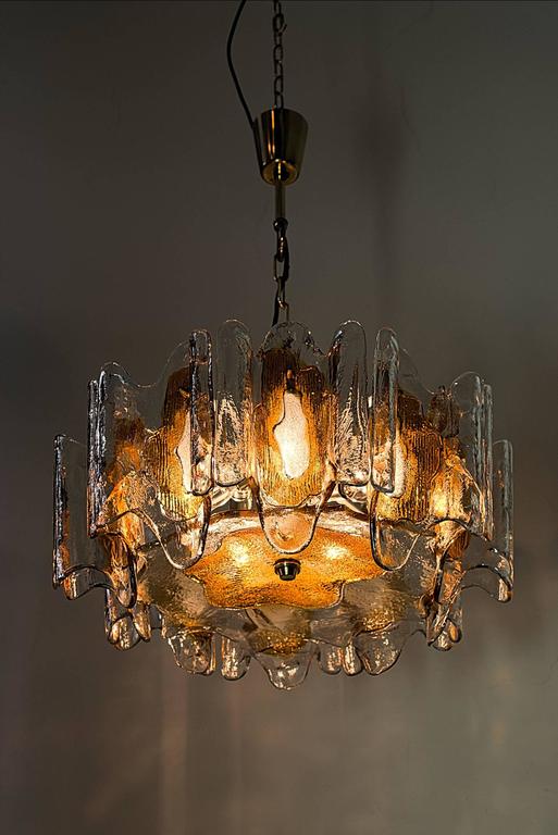 Kalmar Textured Orange Glass Chandelier at 1stDibs