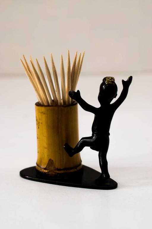 Toothpick Holder with African Boy by Richard Rohac For Sale at 1stDibs