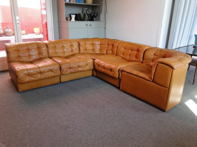 De Sede, Leather Patchwork Chesterfield Sofa in very good condition at ...