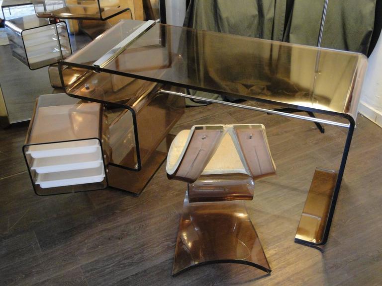 Desk Michel Dumas France Perspex Plexiglas Acrylic Glass at 1stDibs