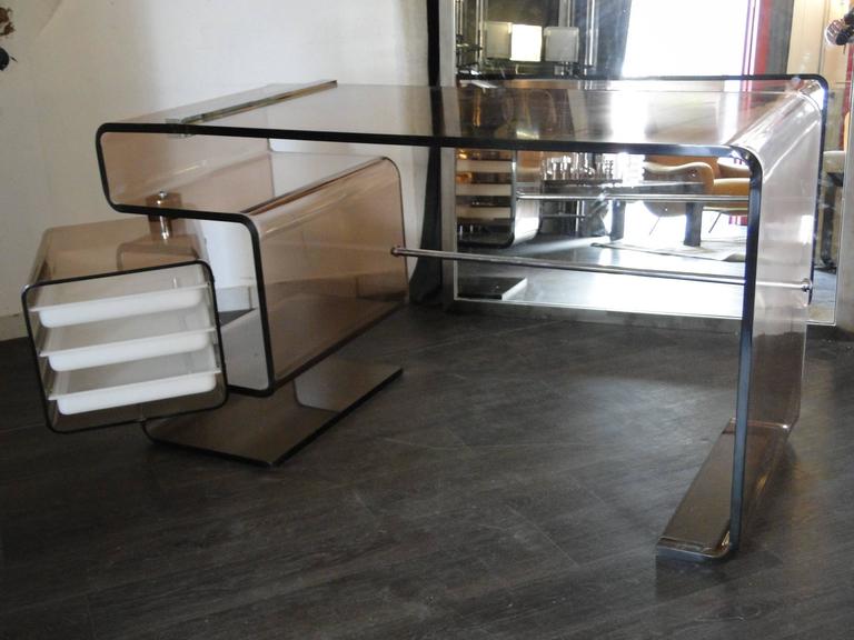 Desk Michel Dumas France Perspex Plexiglas Acrylic Glass at 1stDibs
