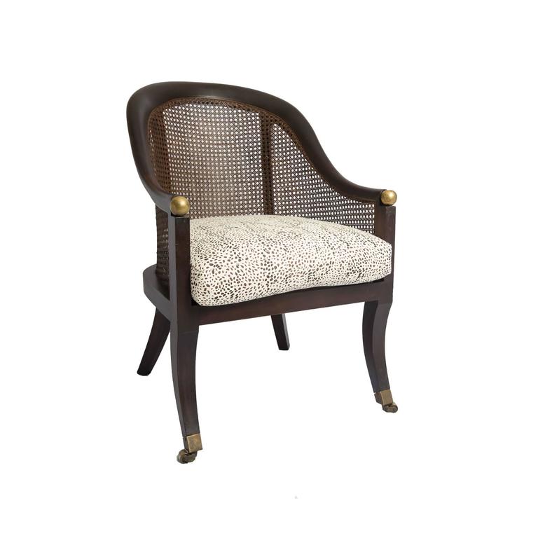 Pair of Cane Chairs with Menton Leopard Fabric at 1stDibs