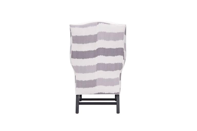 Grey Stripe Wing Chair By Michael Dawkins For Sale at 1stDibs