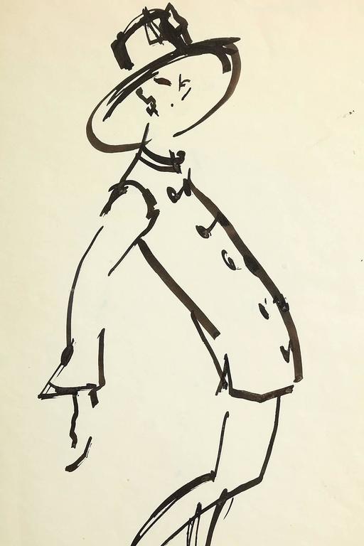 Rare Joe Eula 1962 YSL Fashion Illustration at 1stDibs | joe eula ...