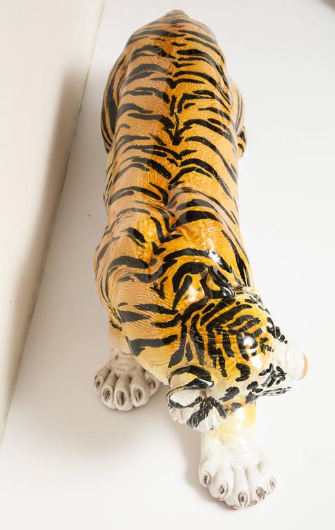 Large 1960s Italian Ceramic Tiger Sculpture at 1stDibs