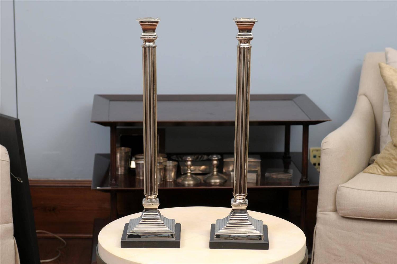 Extra Tall Silver Candlesticks For Sale at 1stdibs