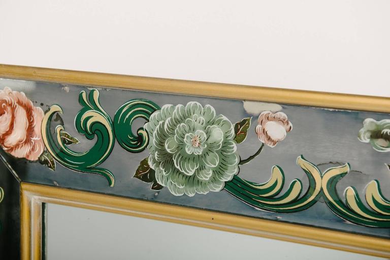 Floral Églomisé Mirror at 1stDibs | eglomise mirror for sale
