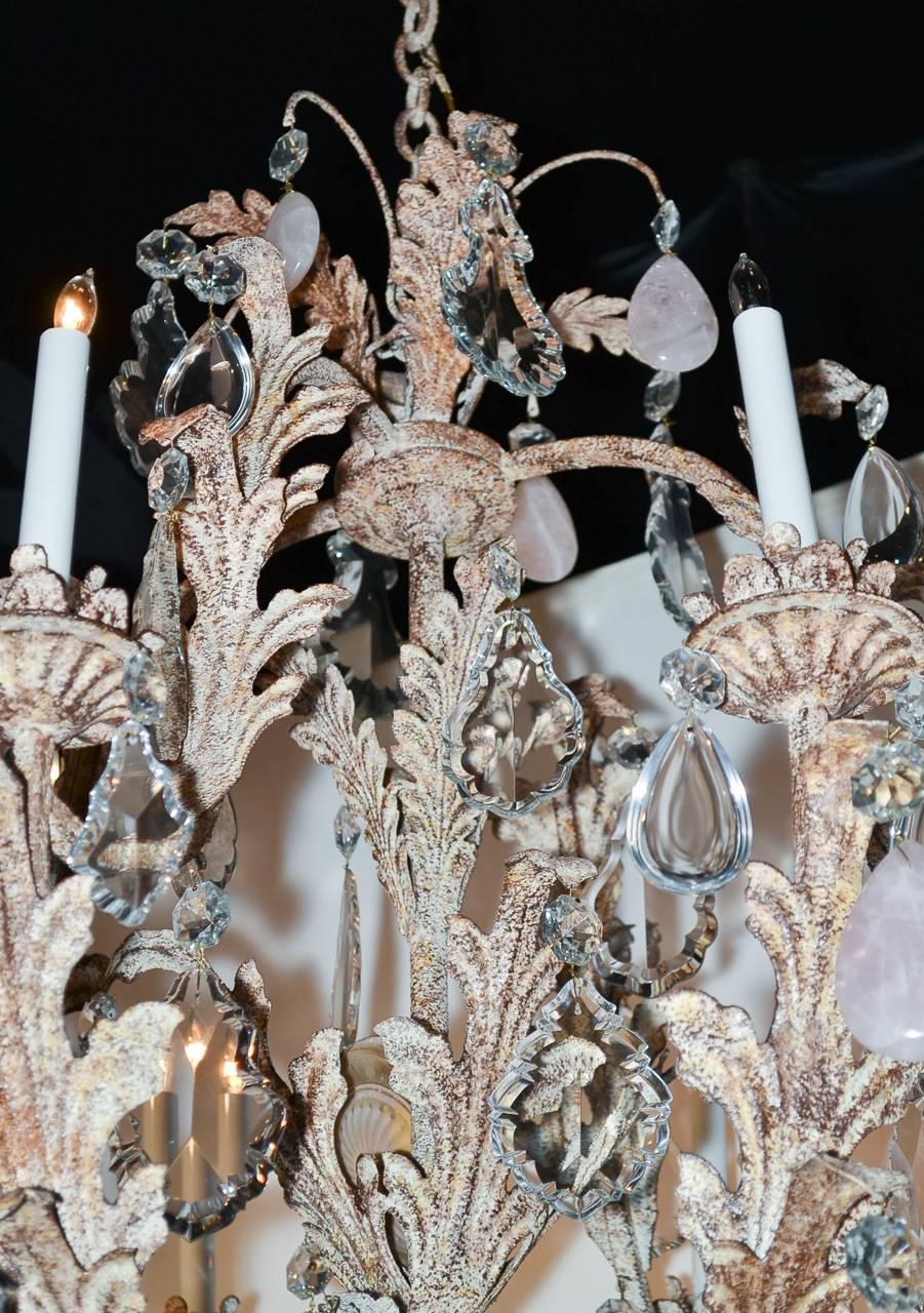 Custom-Made Crystal and Rose Quartz Chandelier For Sale at 1stDibs ...