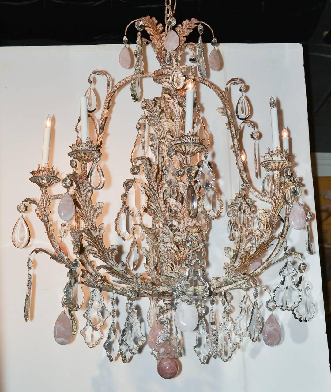 Custom-Made Crystal and Rose Quartz Chandelier For Sale at 1stDibs ...