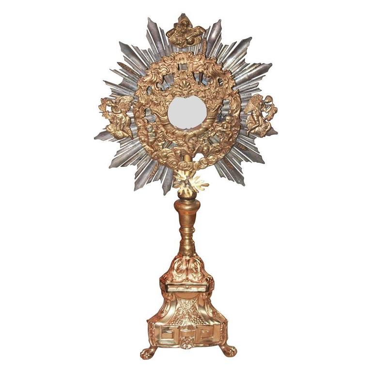 Antique Continental Gilt Metal Monstrance at 1stDibs | monstrance for sale