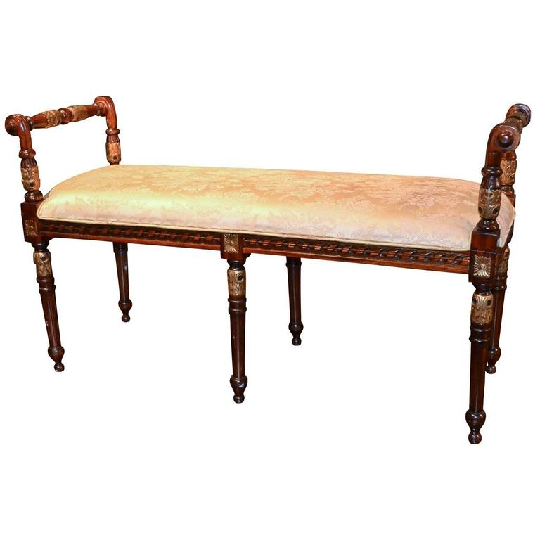 19th c. English Regency Gilt Trimmed Bench For Sale at 1stdibs