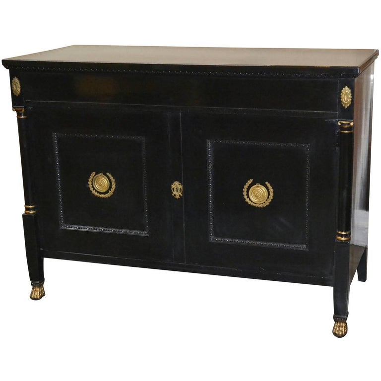 French Empire Black Lacquered Buffet at 1stDibs