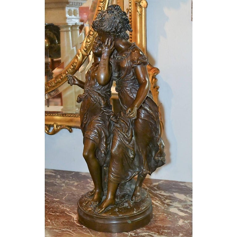 Antique French Bronze Sculpture of Two Sisters, Signed Moreau, circa ...