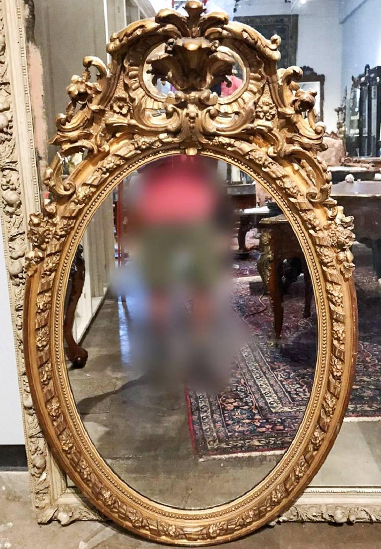 19th Century French Napoleon III Giltwood and Gesso Wall Mirror at 1stDibs