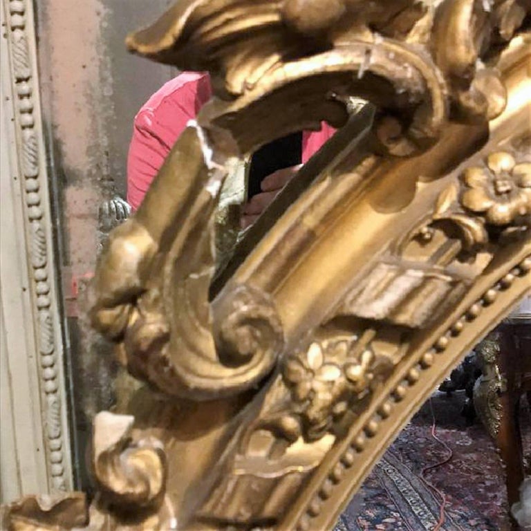 19th Century French Napoleon III Giltwood and Gesso Wall Mirror at 1stDibs