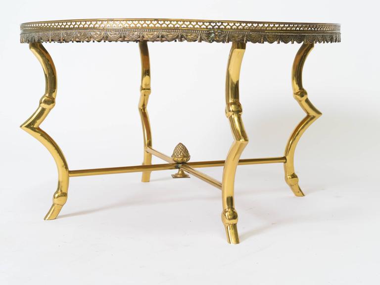 Brass Ram Hoof Table with Capiz Top For Sale at 1stDibs