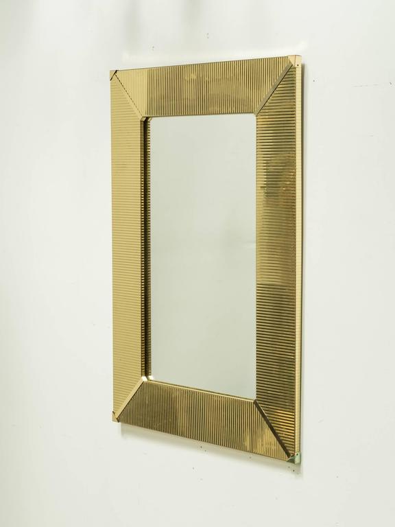 1970s Brass Ribbed Mirror at 1stDibs | ribbed brass