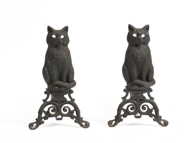 Cast Iron Cat Andirons at 1stDibs | antique cat andirons, cast iron ...