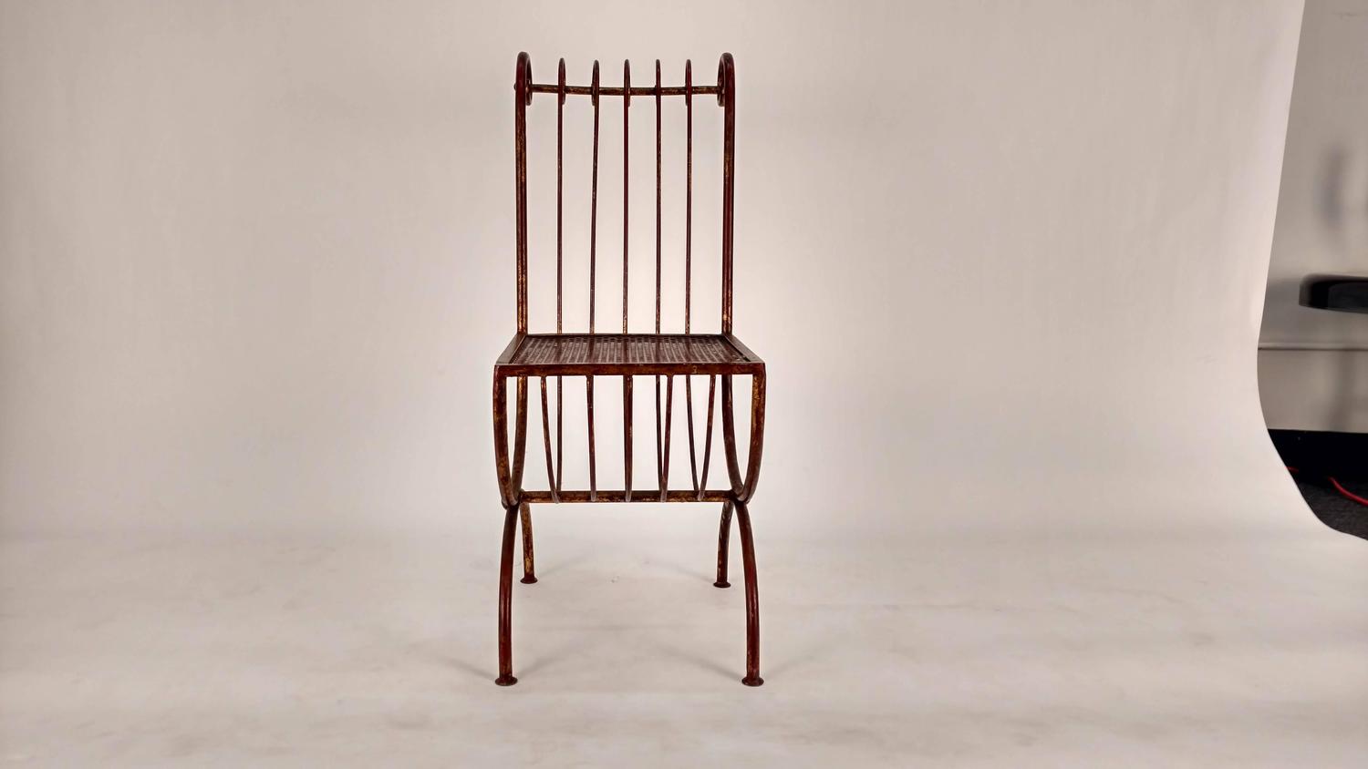 Italian Gilt Scroll Metal Chair For Sale at 1stdibs