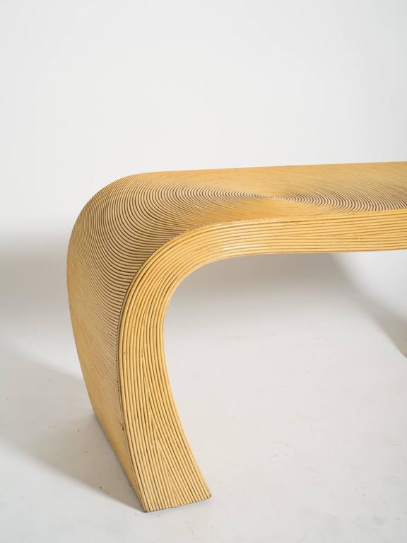 Gabriella Crespi Style Curved Rattan Console at 1stDibs