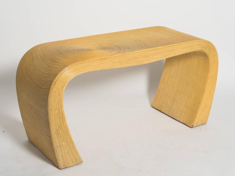 Gabriella Crespi Style Curved Rattan Console For Sale at 1stdibs