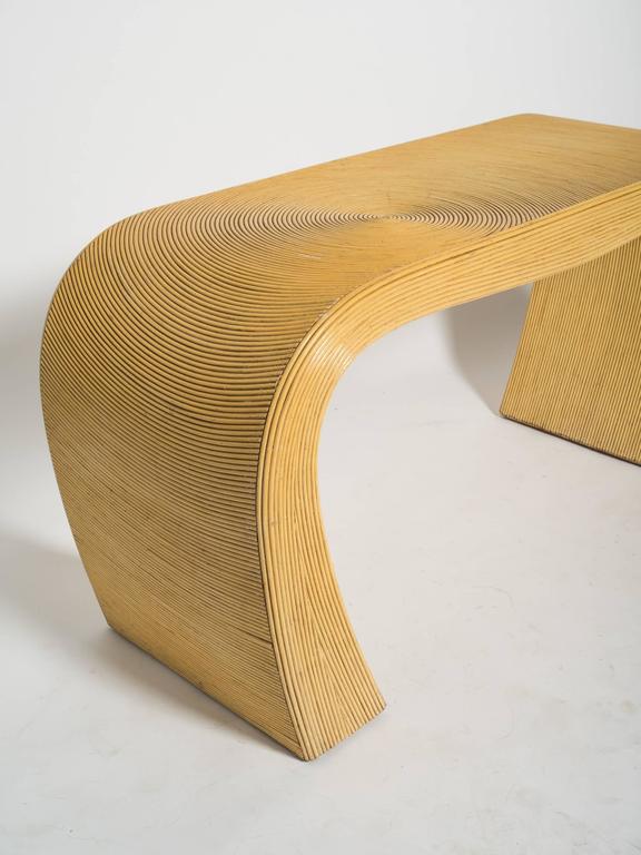 Gabriella Crespi Style Curved Rattan Console at 1stDibs