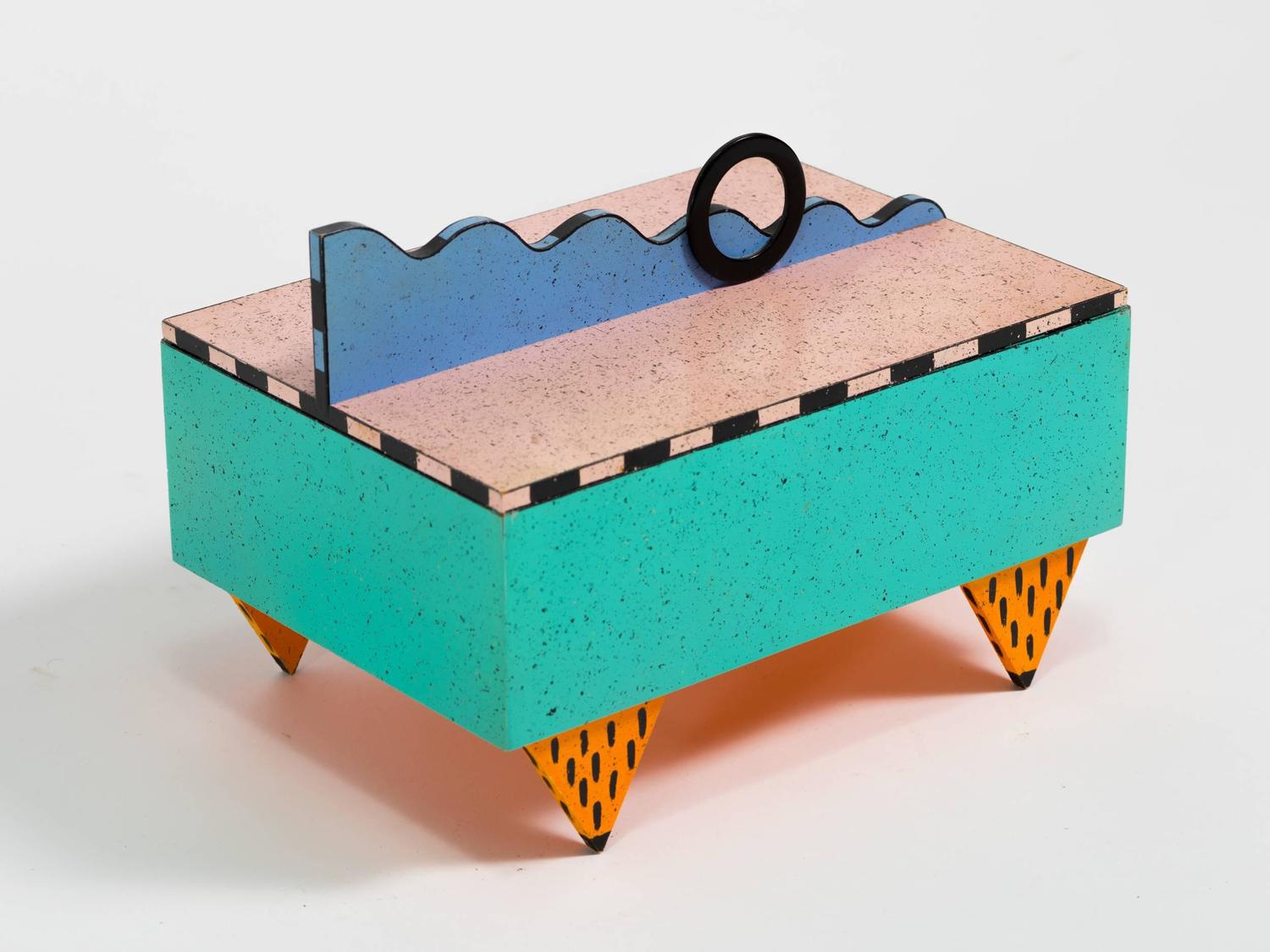 Memphis Style Painted Box by Hollis Fingold For Sale at 1stdibs