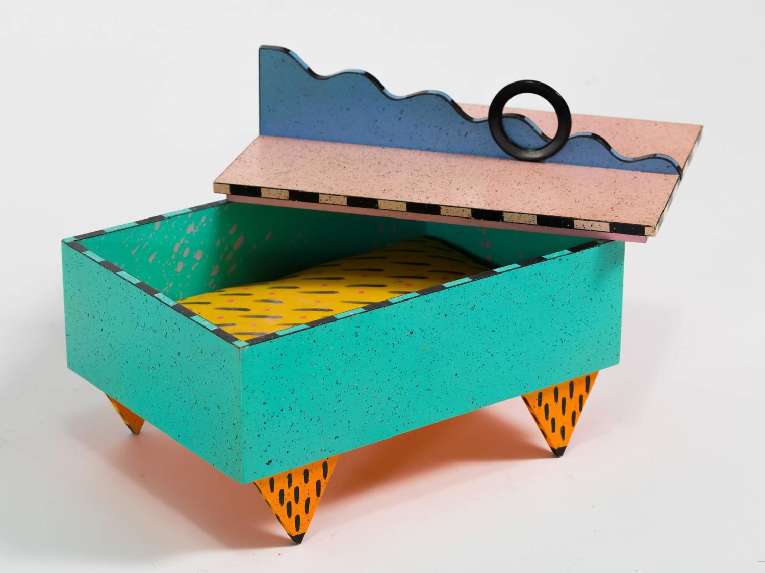 Memphis Style Painted Box by Hollis Fingold For Sale at 1stdibs
